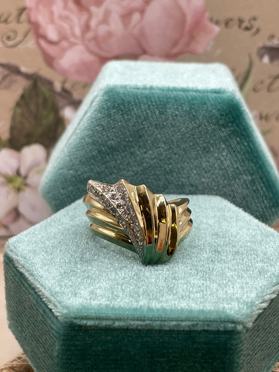 14K Yellow Gold 80s Retro Diamond Ring – trinityjewellers