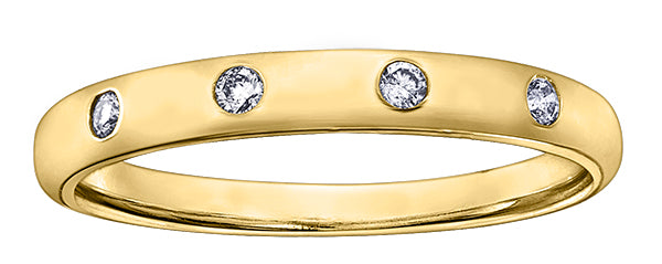 10k Yellow Gold 4-Diamond Band - Gypsy Set Stones – trinityjewellers